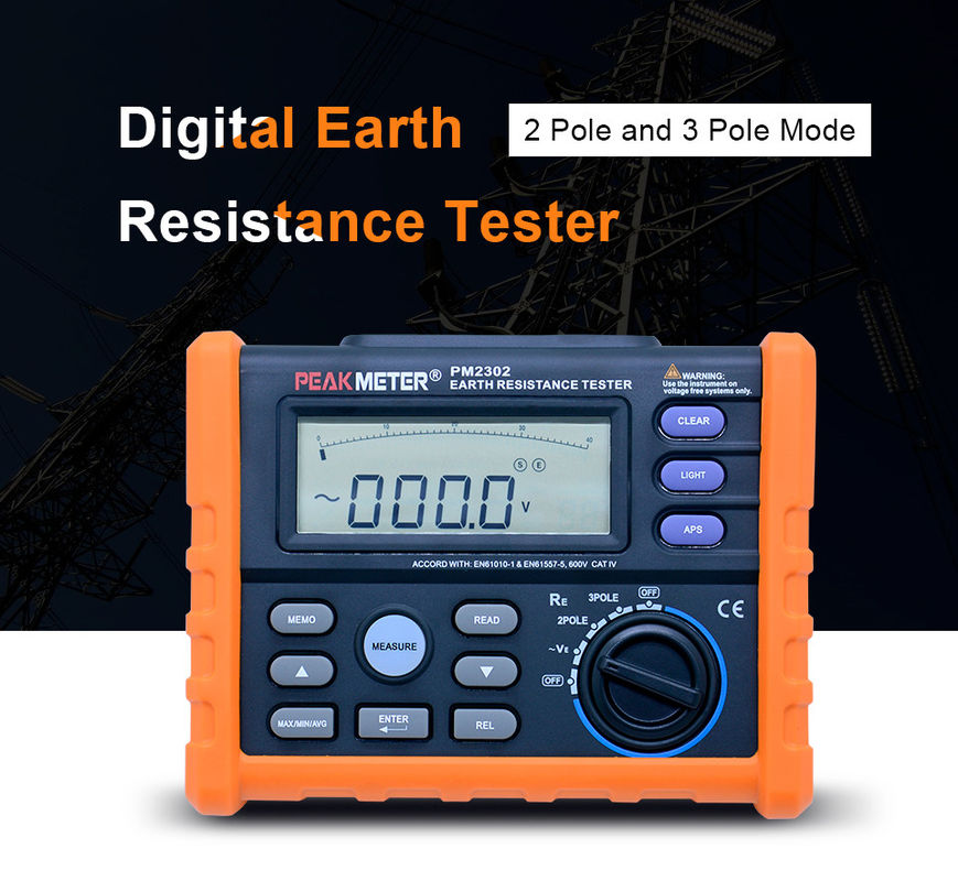 Digital Earth Ground Resistance Tester With 2 Pole And 3 Pole Mode High ...
