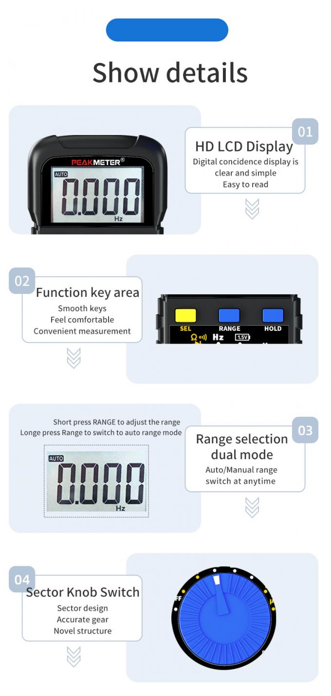 Handheld Portable Digital Multimeter AC DC 600V 400mA Buzzer Continuity ...