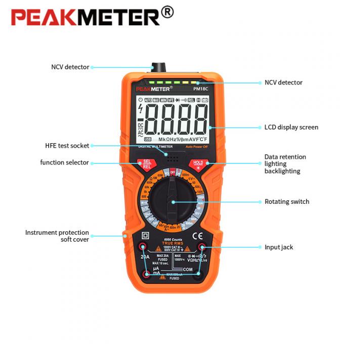 True RMS Digital Multimeter Comprehensive Measurement with Temperature ...