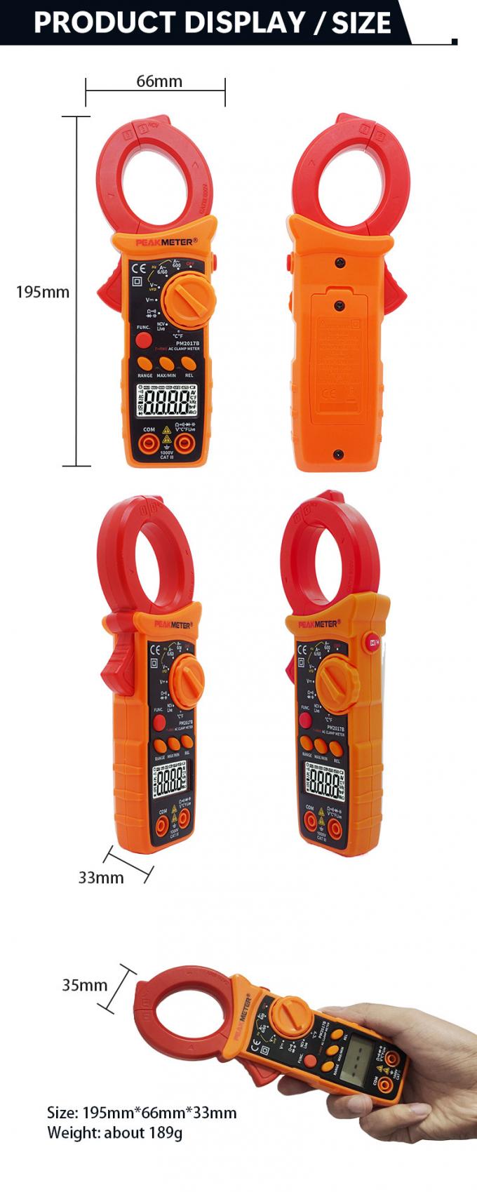 6000 Counts Digital AC Clamp Meters With Non-Contact Voltage detaction ...