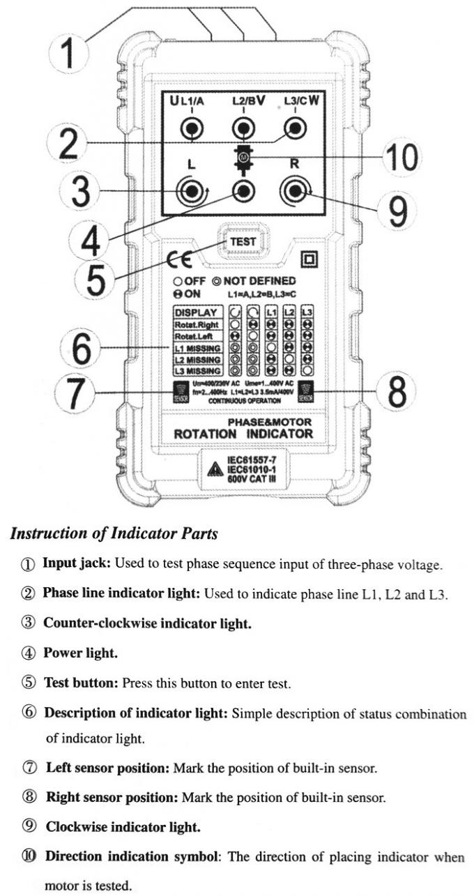 High Voltage Motor Phase Rotation Tester 3 Phase Rotation Indicator ...